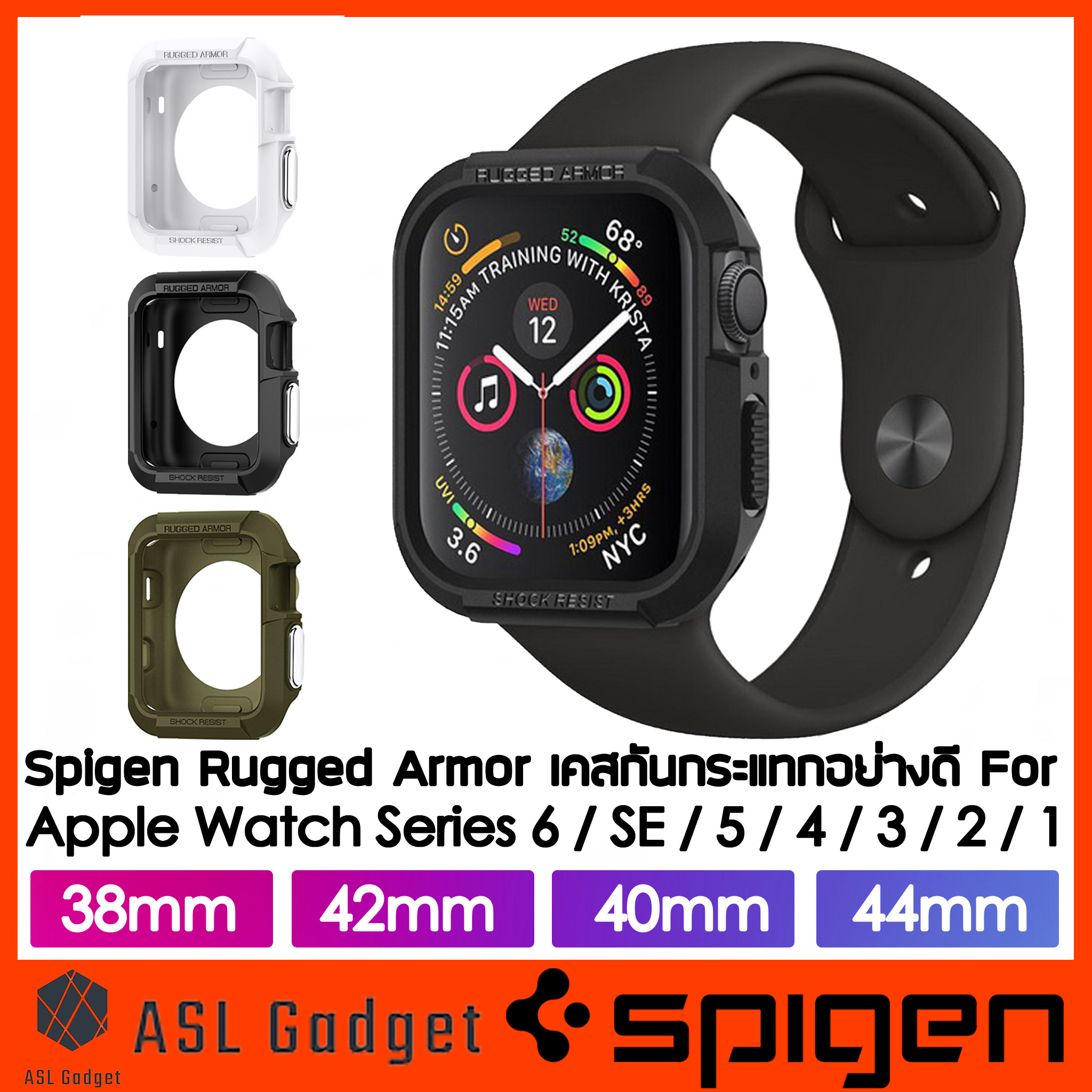 เคส Spigen Rugged Armor Apple Watch Series 6/SE/5/4/3/2/1 44mm / 40mm ...