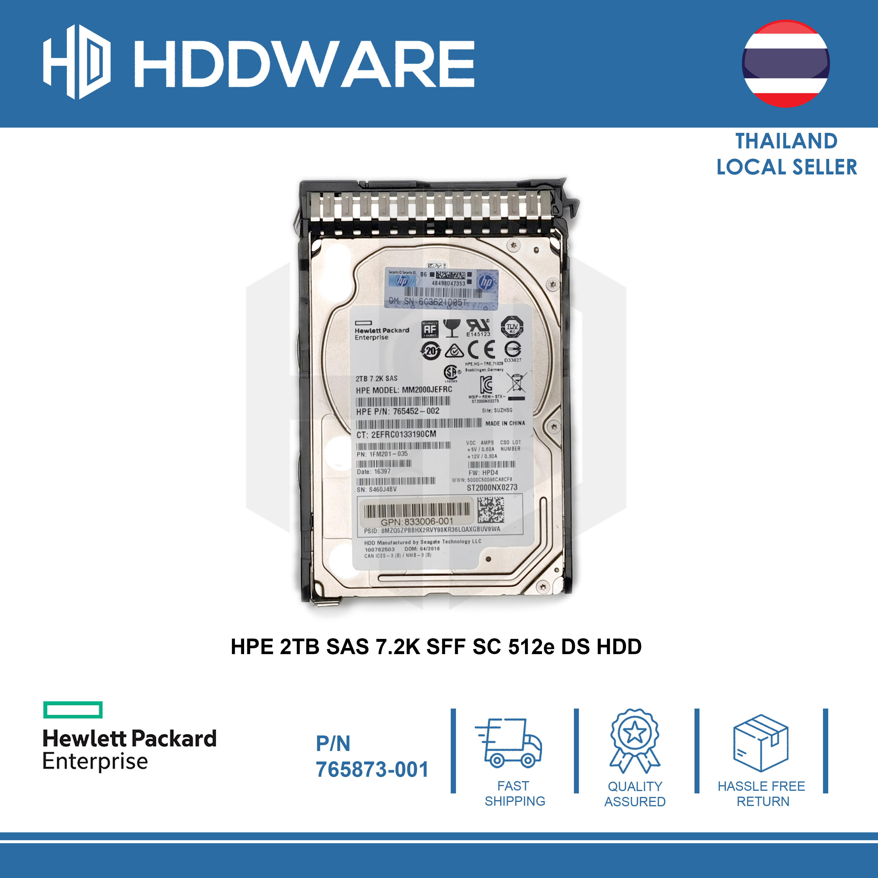 DELL 10TB 7.2K 12G SAS 3.5 512e HDD 0YF87J YF87J ST10000NM0256 - HDDware - ThaiPick