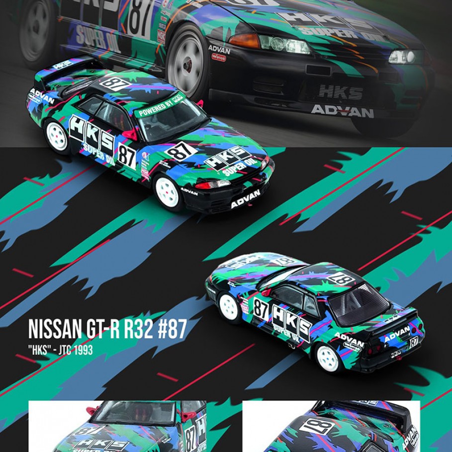 INNO64 NISSAN SKYLINE GTR R32 #87 HKS JTC 1993 DIECAST SCALE MODEL CAR ...