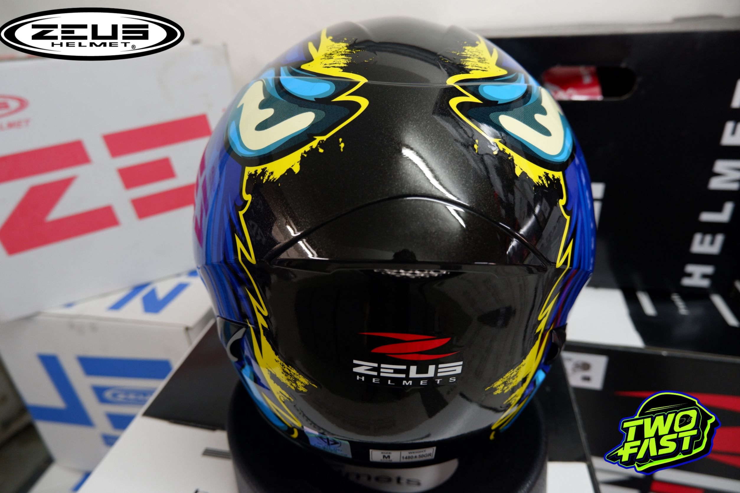 หมวกกันน็อค Zeus ZS-810B ลายPEARL BLACK J33 Blue - ทูฟาส์ทหมวกกันน็อค - ThaiPick