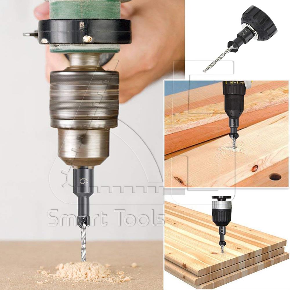 65SmartTools ชุดดอกสว่านเจาะผายหัว คว้านรูแบบมี เทเปอร์ในตัว หลบหัวน็อต สกรู 4 เบอร์ 6, 8,10,12 ...
