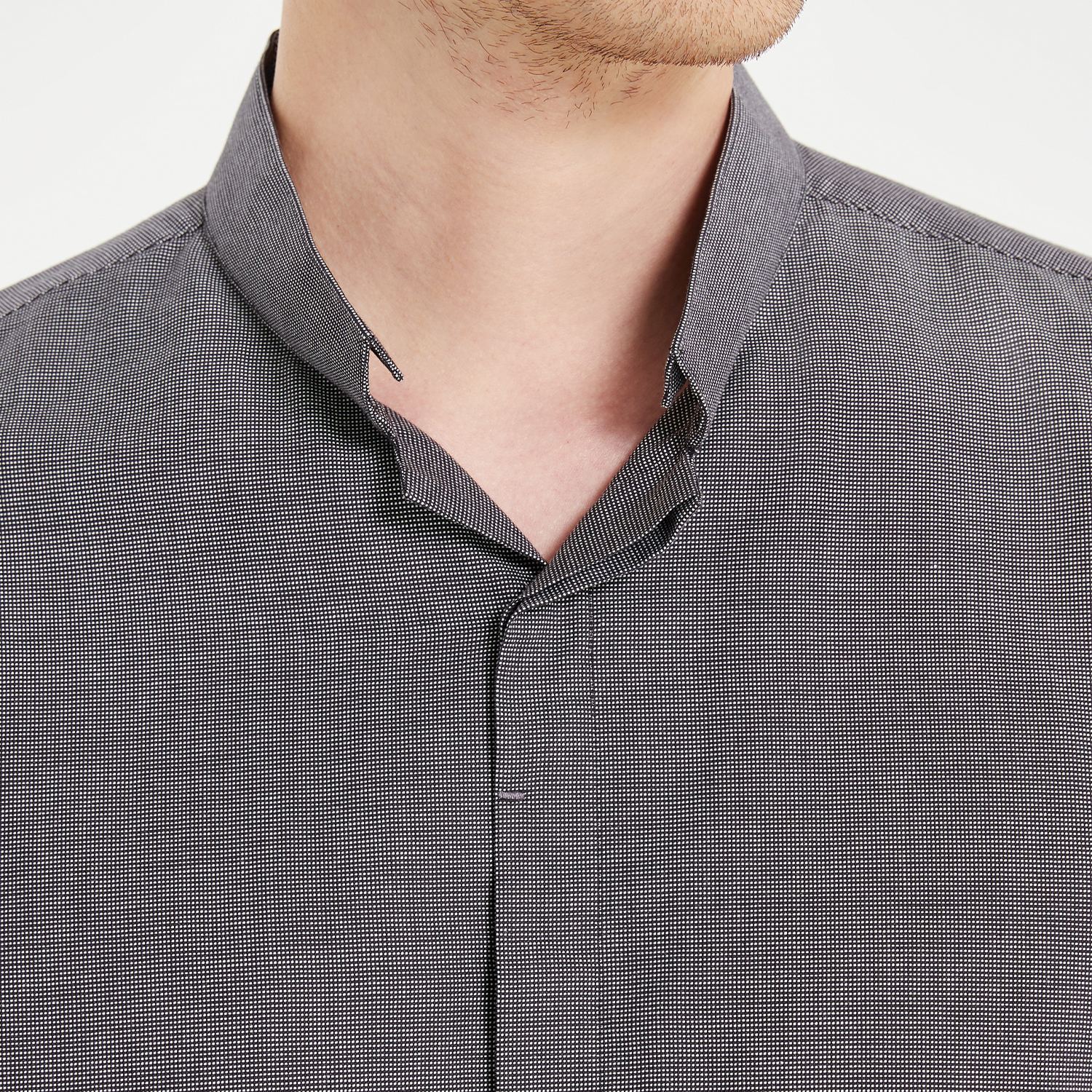 Morgan Homme เชิ้ตแขนยาว ปกพับ ไม่มีกระเป๋าเสื้อ ผ้า Dobby รุ่น RYAN ...