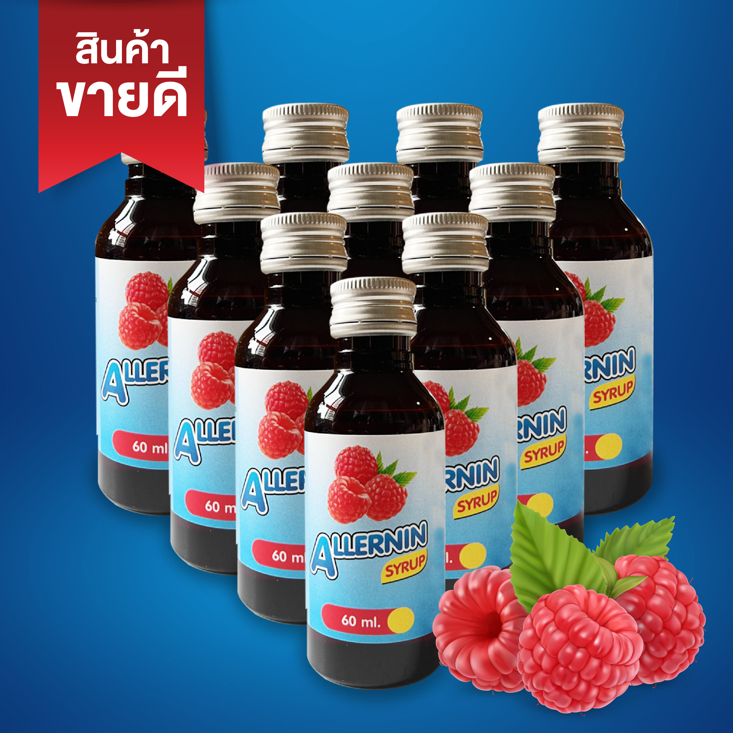 โปรสุดคุ้ม!! แพ็ค10ขวด!! ALLERNIN (อเลอร์นิ่น) น้ำหวานเข้มข้นกลิ่นราส ...