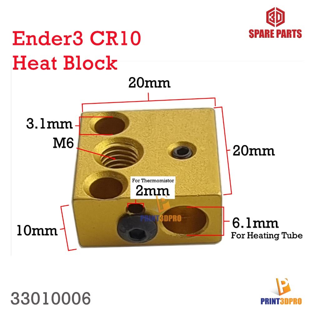 3D Printer Part Ender3 CR10 Heat Block Aluminum Silver For Ender3 ...