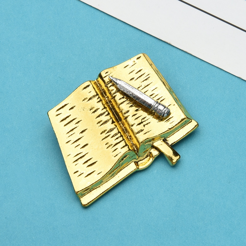 Wuli amp;baby Vintage Pen And Book Brooches For Women Metal Notebook ...