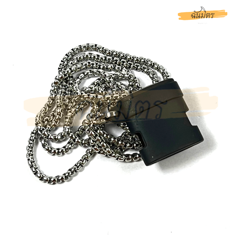 โซ่คล้องคอ สายคล้องคอ พร้อมปลอกคล้อง ซิลิโคนยืดขยาดได้ 13-24 MM ใส่ได้ ...