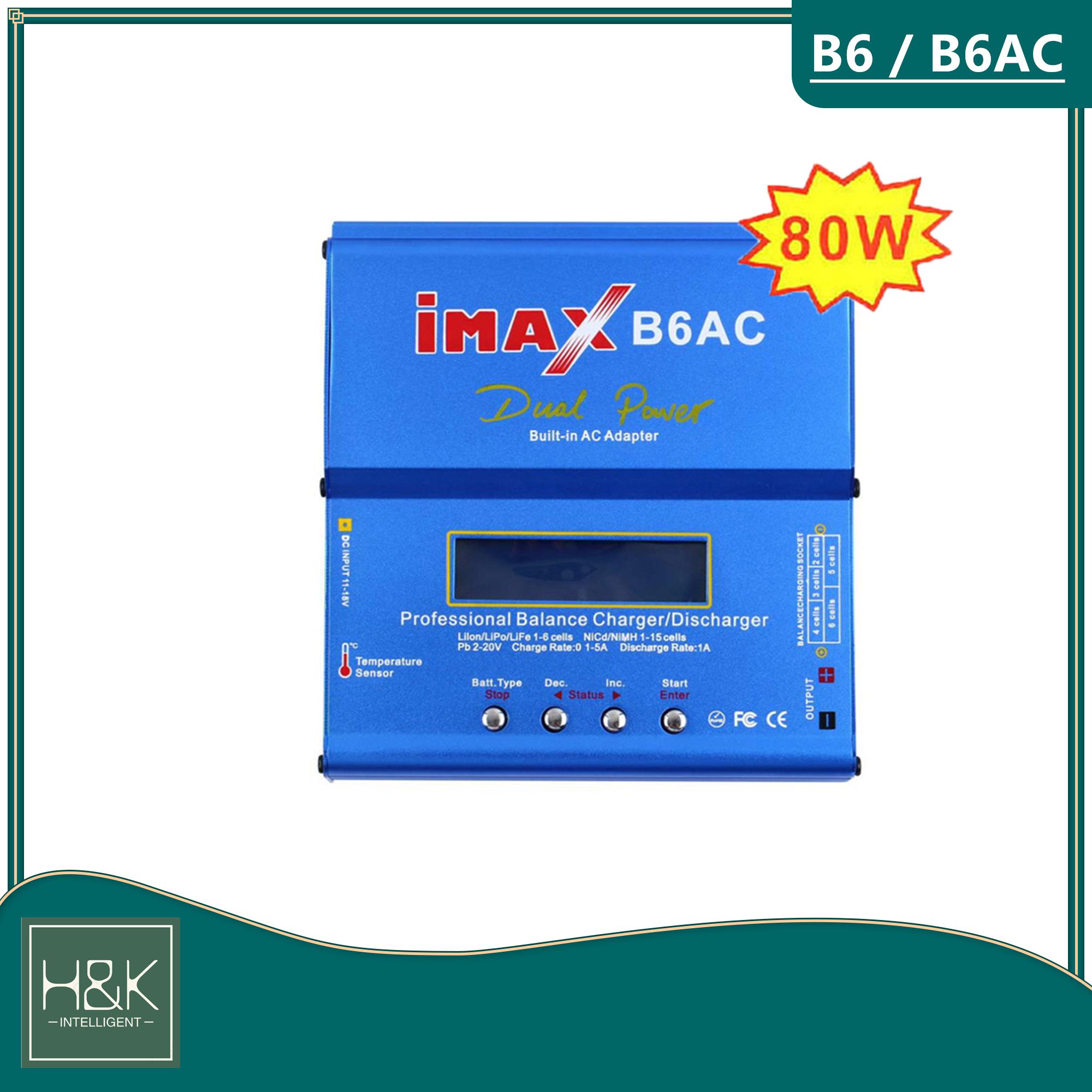 IMAX ( B6 / B6AC ) 80W 6A อะแดปเตอร์ชาร์จแบตเตอรี่ Lipo Nimh Li-Ion Ni ...