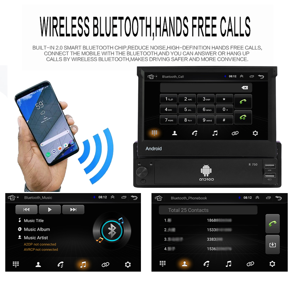 7 นิ้ว 1din เครื่องเสียงรถยนต์บลูทูธ android12 เครื่องเสียงรถยนต์ 232G เครื่องขยายเสียง wifi 2 ...