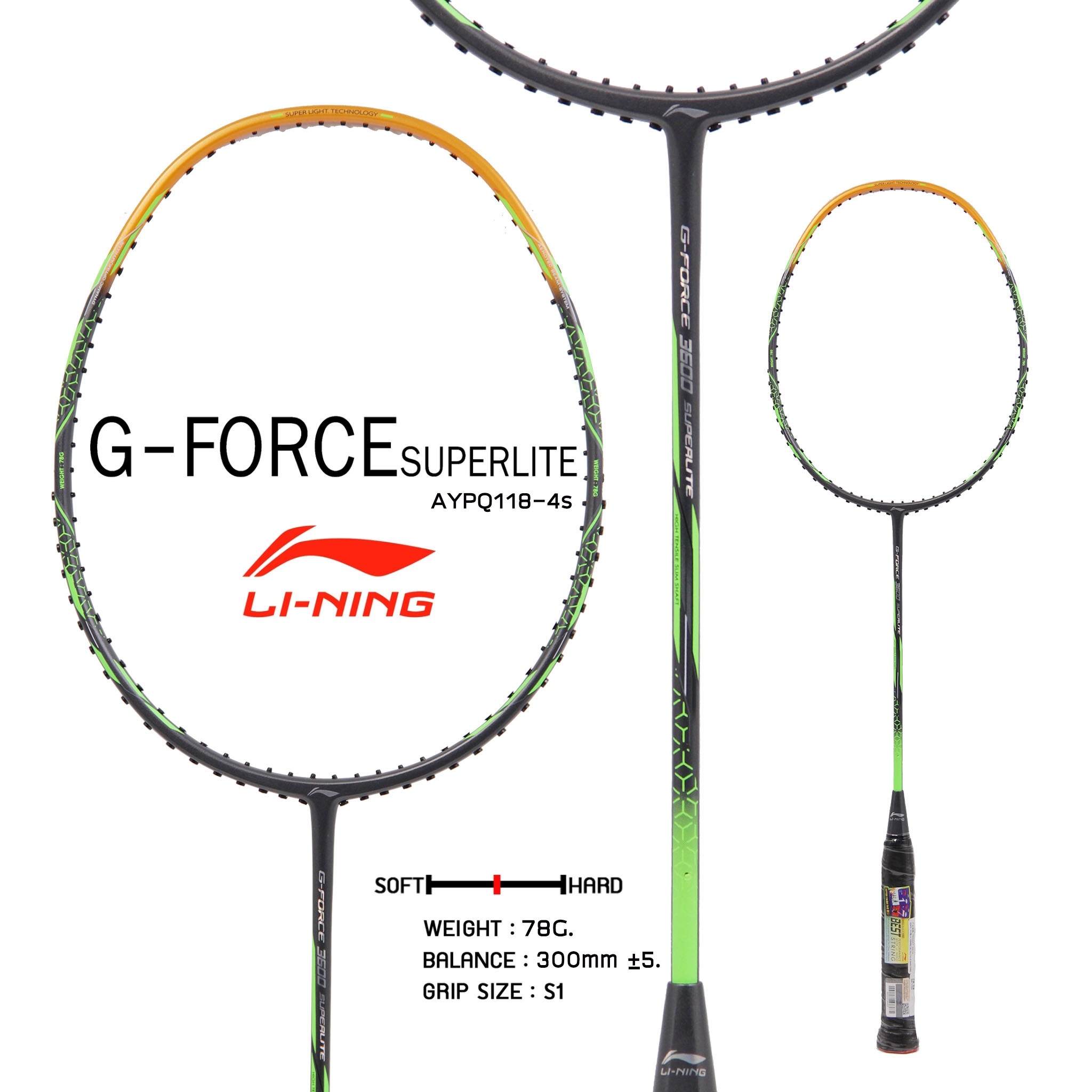 ไม้แบดมินตัน Li-Ning Badminton Racket รุ่น G-FORCE SUPERLITE 3600 (GREY ...