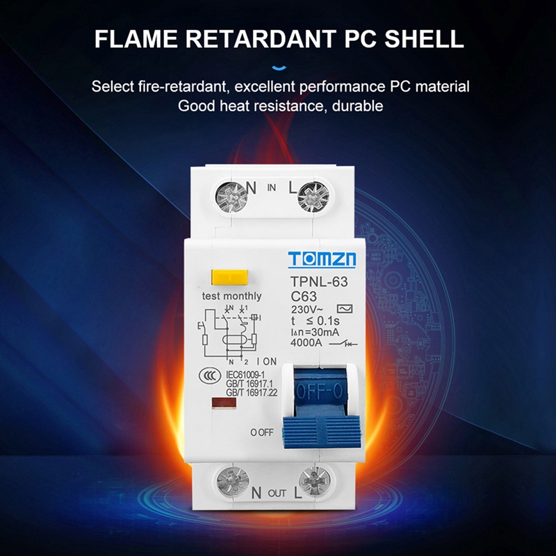 TOMZN TPNL DPNL 230V 1PN Residual Current Circuit Breaker with over and Short Current Protection ...