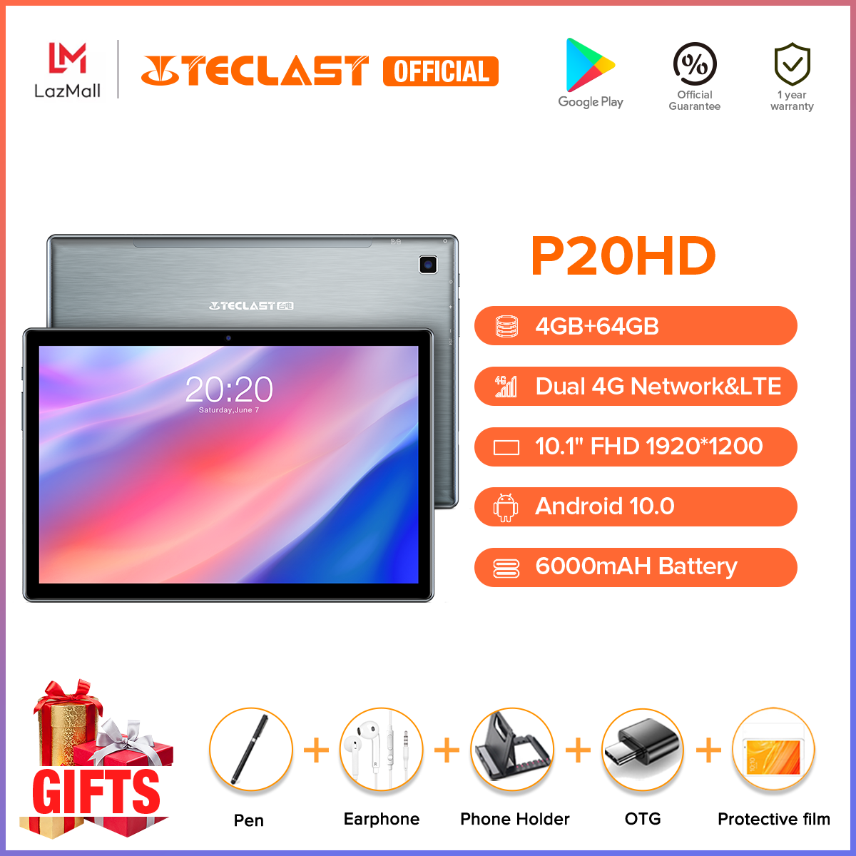 ราคา แท็บเล็ตถูกๆ Teclast P20HD tablet 10.1นิ้ว Android 10 เเท๊ปเล็ต ...