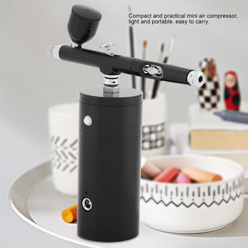 Mobile Airbrush แบบพกพา 0.3mm Black Mini Air Compressor Spray Airbrush ...