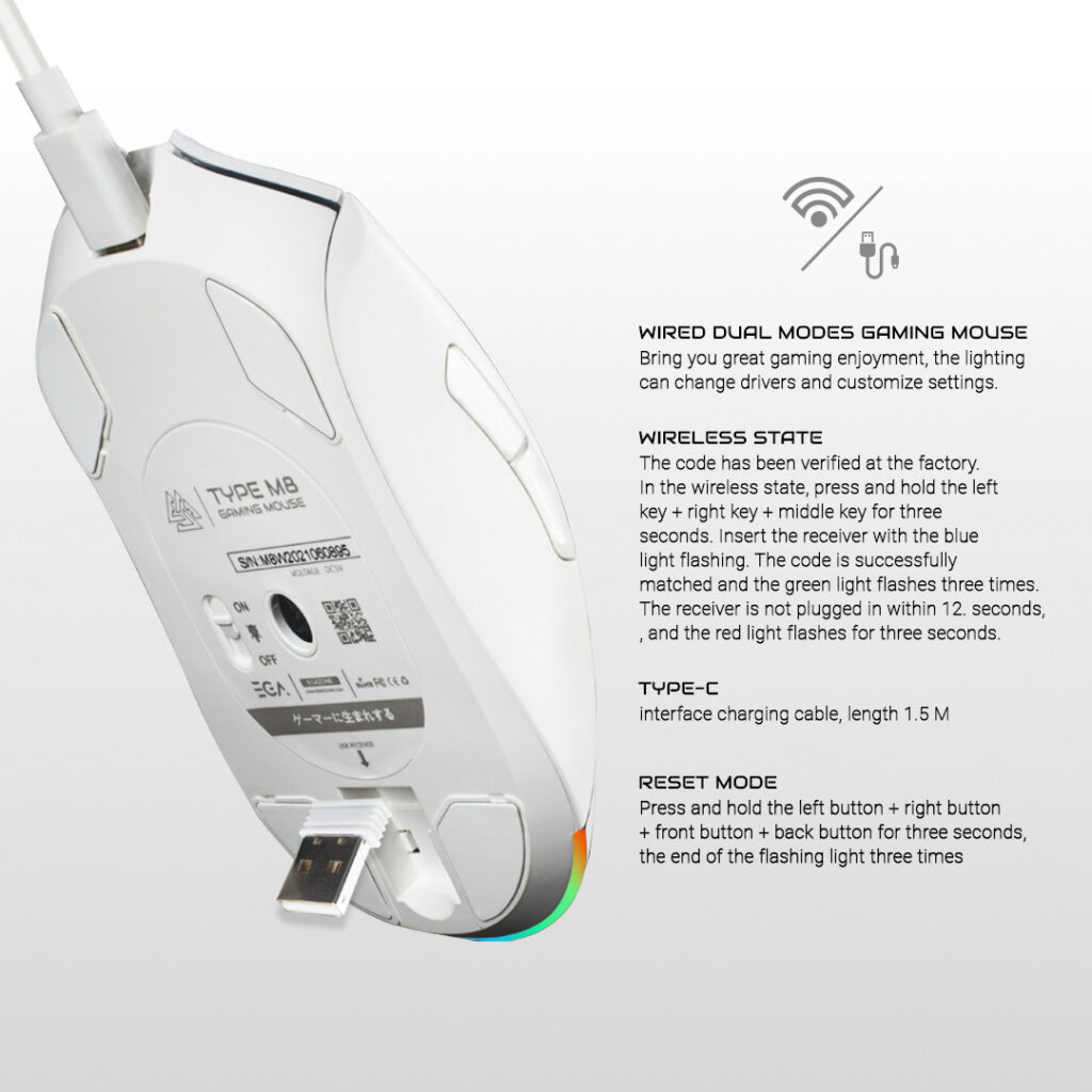 เมาส์มาโครไร้สาย EGA Type M8 Wireless Optical Mouse RGB เมาส์เกมมิ่งไร้ ...