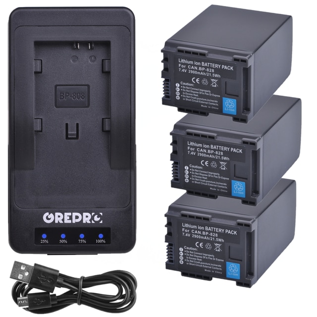 2900Mah BP-828 BP828 Battery BP 828 Battery Charger For Canon VIXIA ...