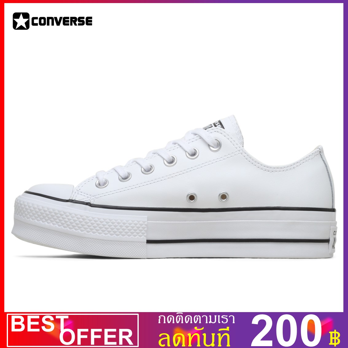 [[ ลิขสิทธิ์แท้ ]] CONVERSE หน้ง White Leather Chuck Taylor All Star ...