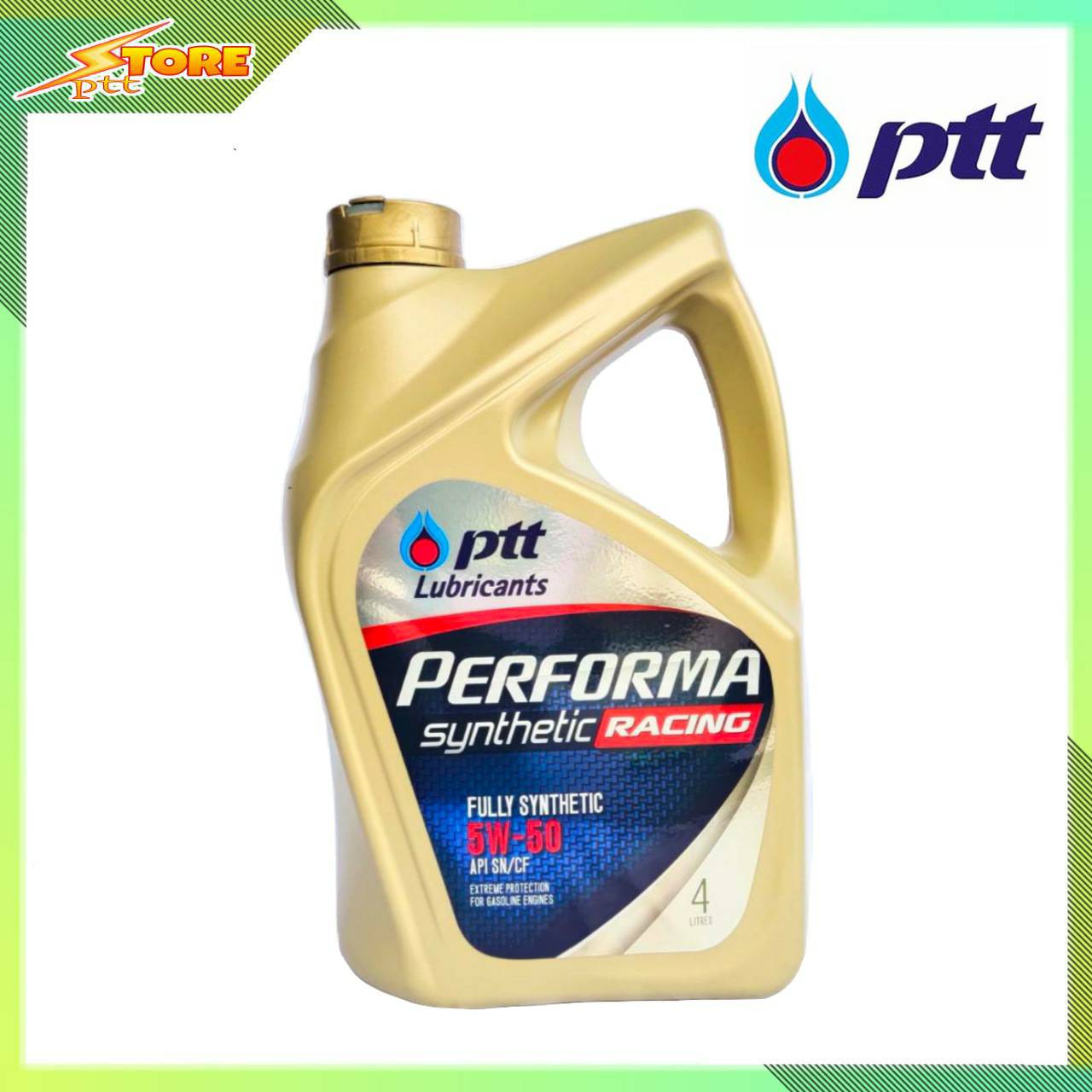 น้ำมันเครื่อง ปตท PTT Performa RACING 5W-50 4ลิตร สังเคราะห์แท้ 100% ...