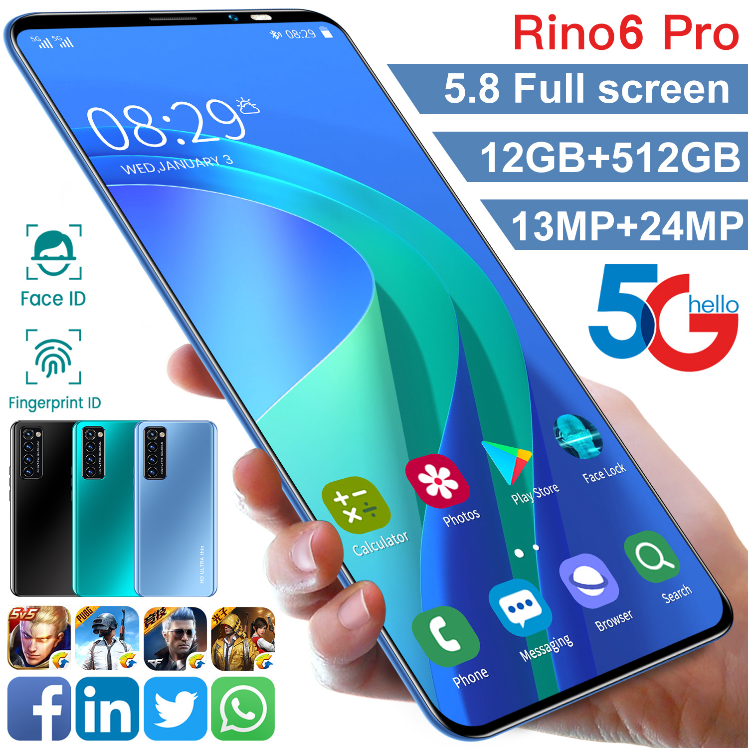 100% Original มือถือราคาถูก OPPO Rino6 Pro 5.8นิ้วหน้าจอ Android 10 ...