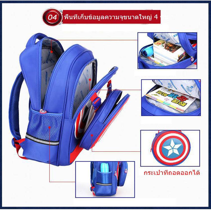 กระเป๋านักเรียนของนักเรียนชายลายกัปตันอเมริกา SID กระเป๋าเป้สะพายหลัง ...