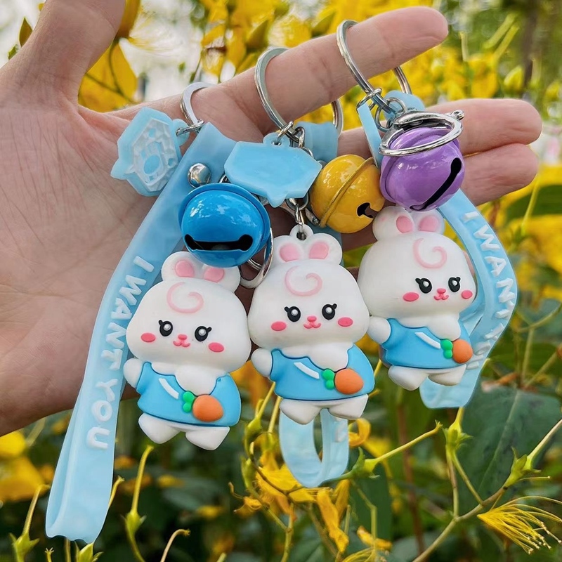 Cute cartoon carrot rabbit rabbit pendant with bells doll car keys ...