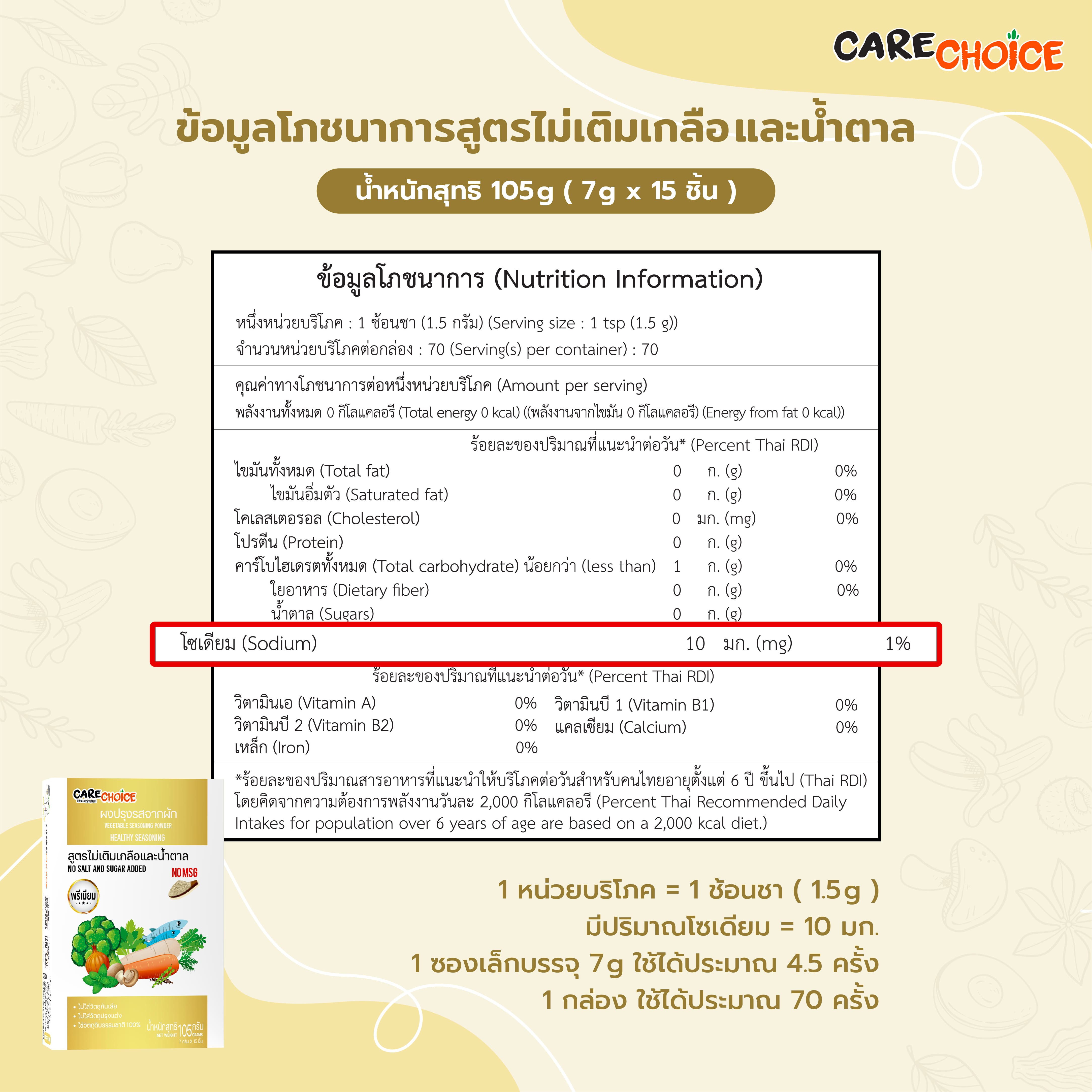 C999 แคร์ช้อยส์ ผงปรุงรสสูตรไม่เติมเกลือและน้ำตาล 2 สูตร ผงปรุงรสคลีน ...