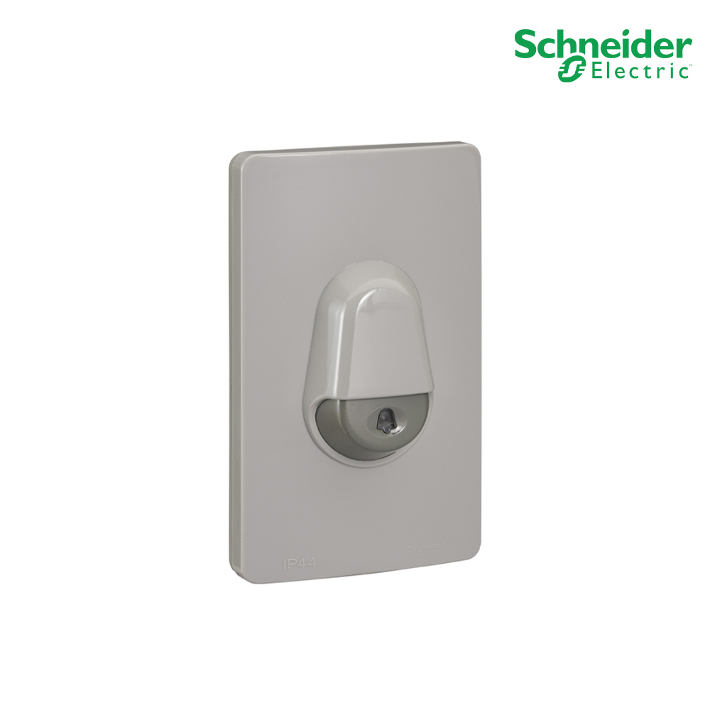 Schneider Electric สวิตช์กดกระดิ่งกันน้ำพร้อมไฟสัญญาณสีฟ้า IP44 สีเทา ...