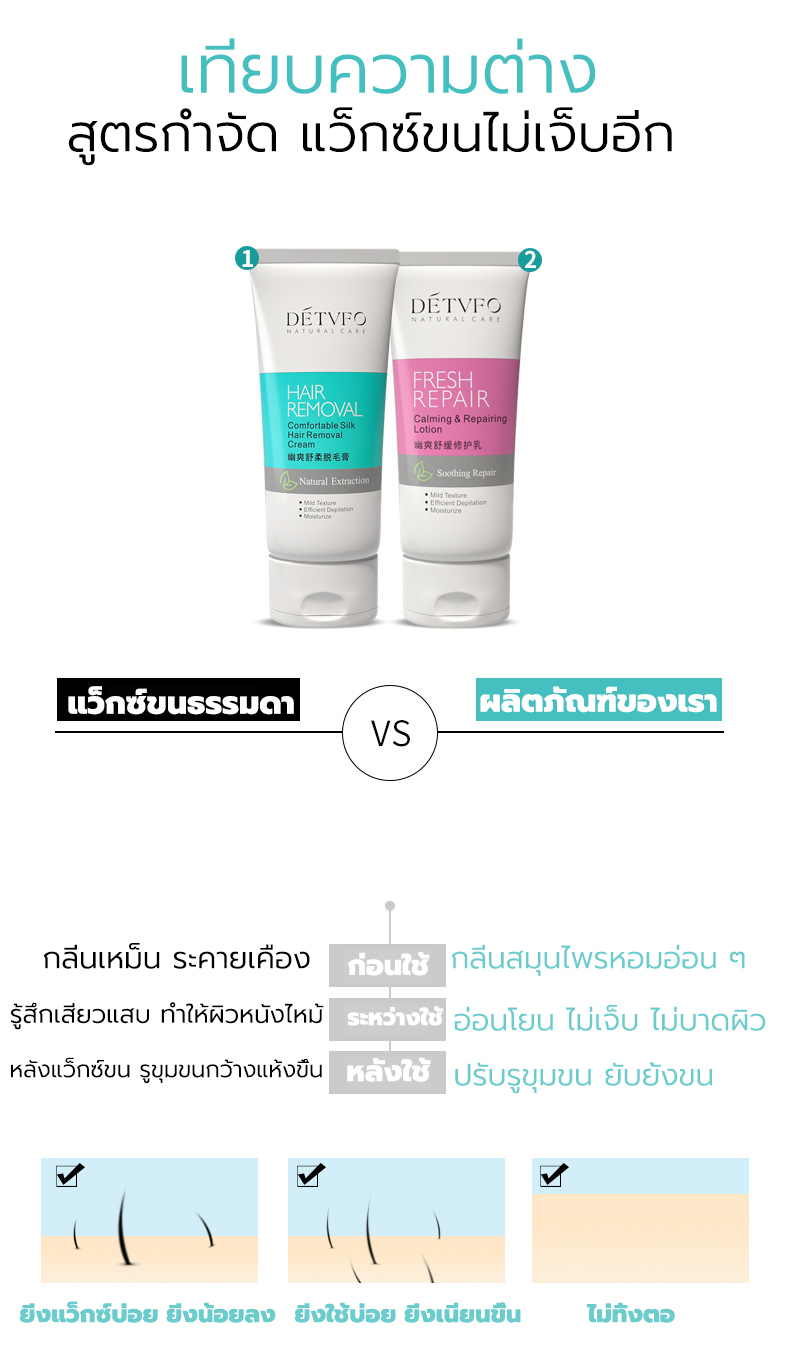 DETVFO ครีมกําจัดขน 100g ครีมบํารุง 80g กำจัดขนอย่างอ่อนโยน ไม่ทำร้าย ...