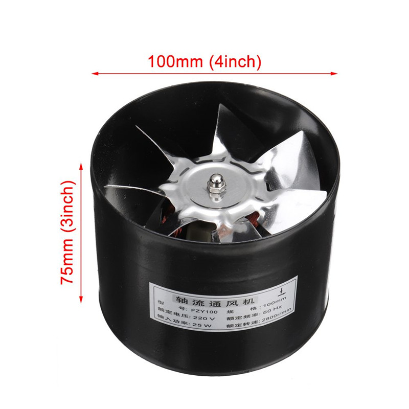 4 Inch Inline Duct Fan Air Ventilator Pipe Ventilation Exhaust Fan Mini ...
