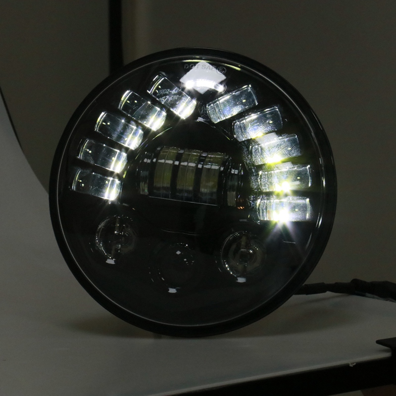 Motorcycle 7 Inch LED Headlight Aluminum Shell Round LED Lamp 12V 37W ...