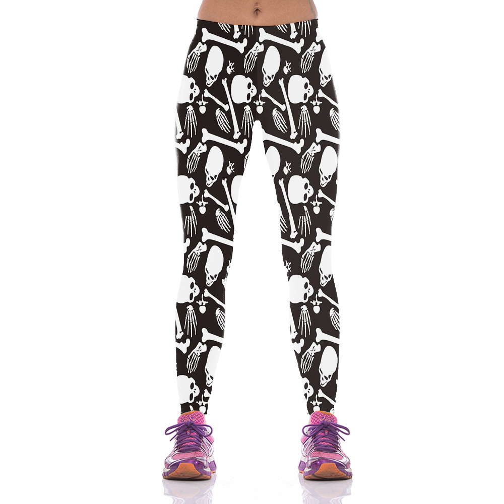 CJLM 3D Print Skull Leggings Elastic Fitness Slim Design Fun Trousers ...