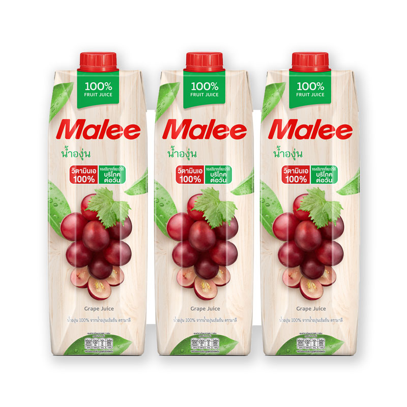 Malee 100% Grape Juice 1000 ml x 3 boxes. มาลี น้ำองุ่น 100% ขนาด 1000 ...