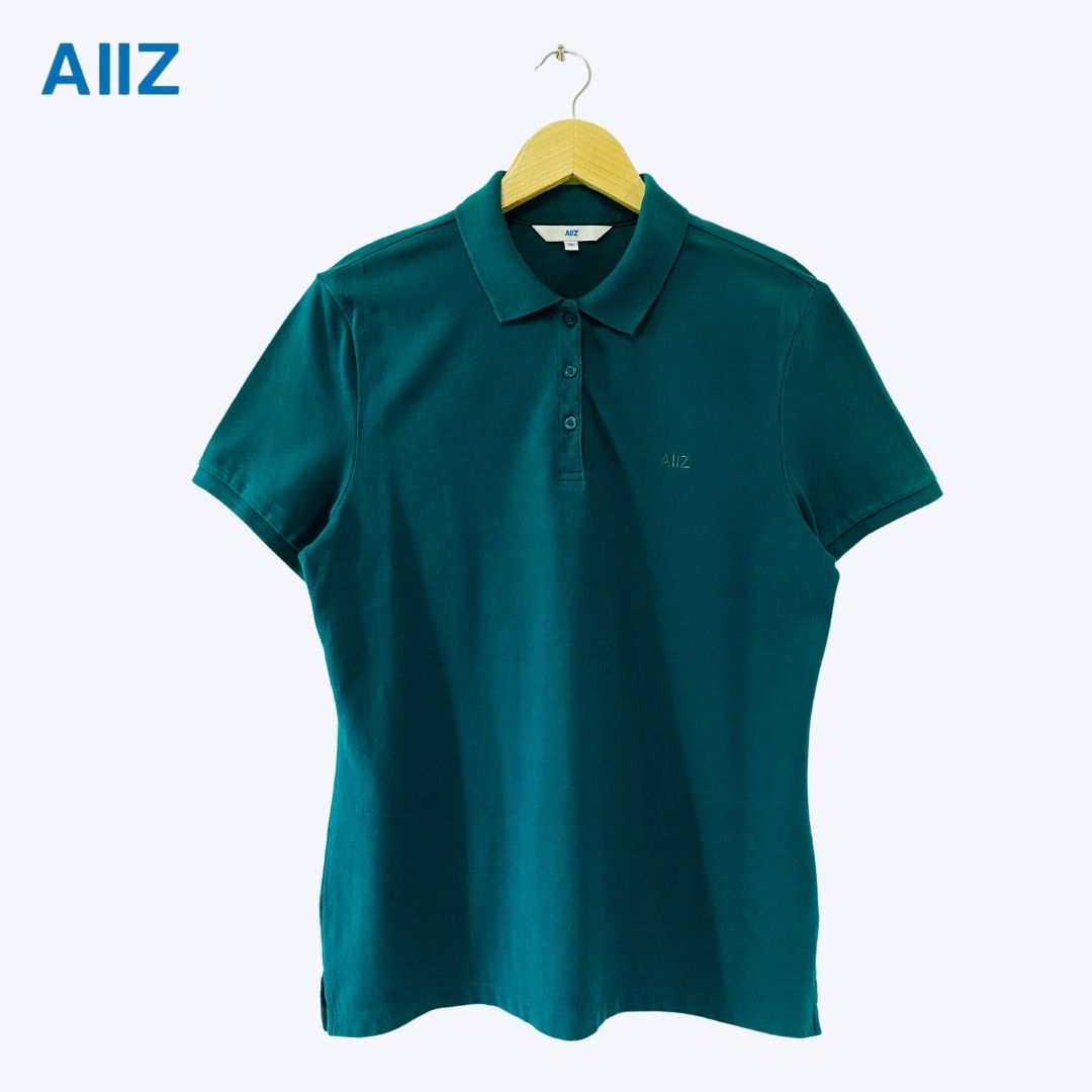 เสื้อโปโลคอปกผู้หญิงแขนสั้น สีเขียวเข้ม มือสอง AIIZ | Lazada.co.th