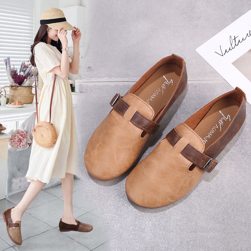 Plus Size 35-41 lat Retro Leather Shoes Loafer - sengnubhd - ThaiPick
