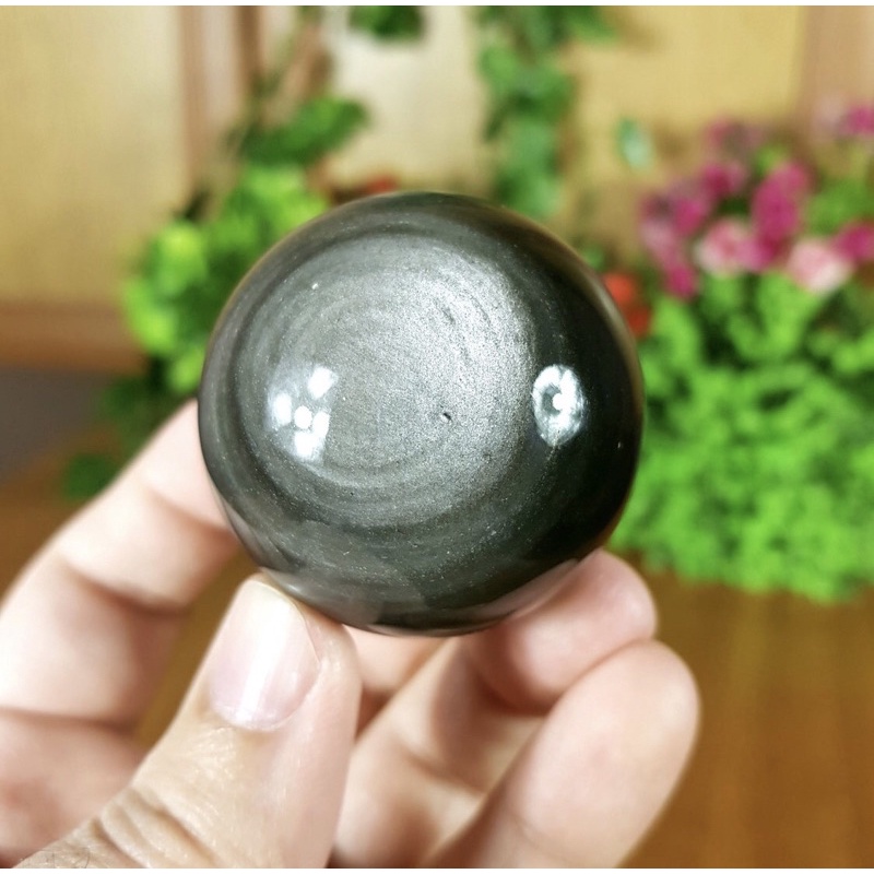 1Pc Natural Silver Obsidian Sphere ลูกแก้วออบซิเดียนสีเงิน| Top Quality ...