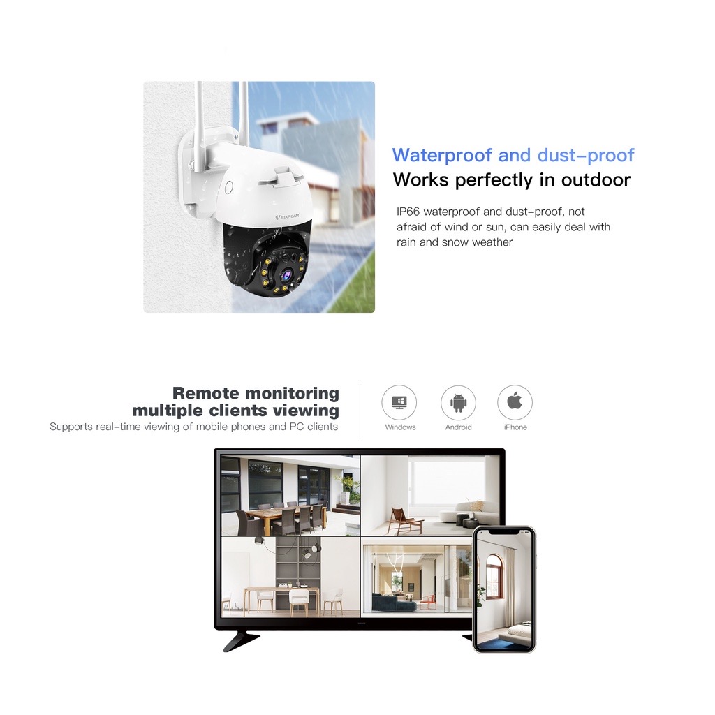 Vstarcam CS64 ความละเอียด 3MP(1296P) กล้องวงจรปิดไร้สาย กล้องนอกบ้าน ...