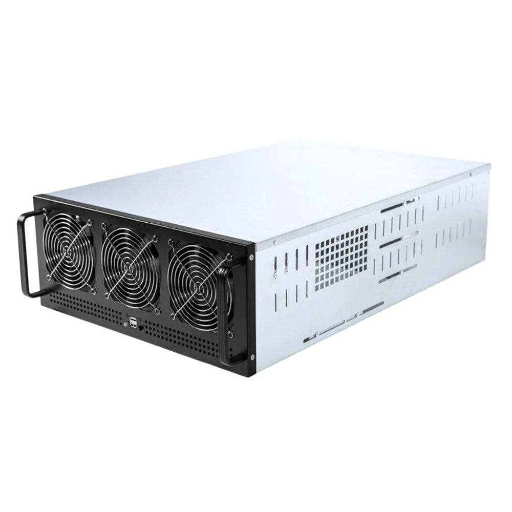 คอมพิวเตอร์ 6/8 GPU Miner Mining Rig Metal Case Computer ETH/ETC/ZEC ...