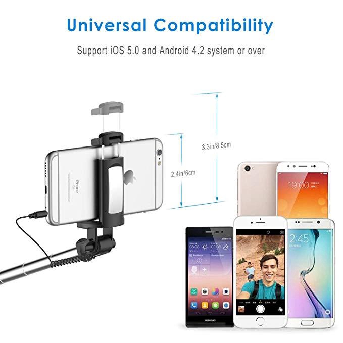 Extendable Selfie Stick Monopod Folding Phone Extend Cable Control for ...
