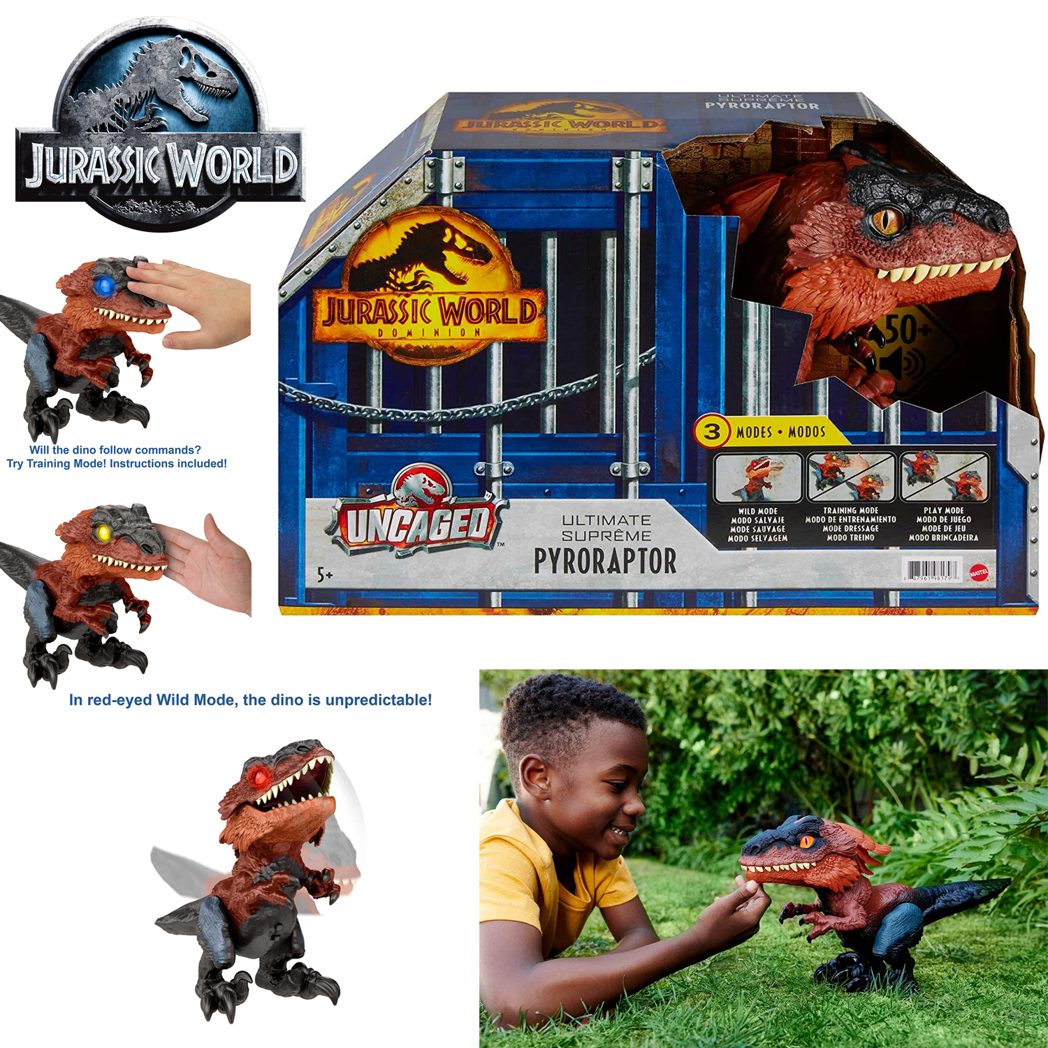 Jurassic World Dominion Uncaged Rowdy Roars Ultimate Pyroraptor ของเล่น ...