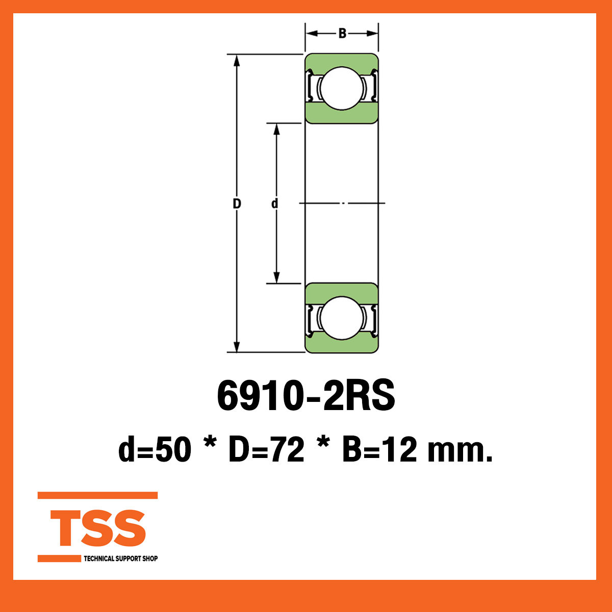 6910-2RS ตลับลูกปืนเม็ดกลมร่องลึก ฝายาง 2 ข้าง 6910-2RS1 ( DEEP GROOVE ...