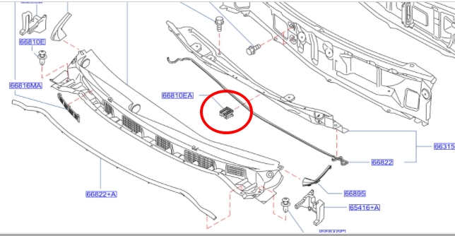 คลิ๊ปยึดแผงหน้าใต้แผงปัดน้ำฝน ราคาต่อ 5 ตัว NISSAN TIDA 66820-ED000 ...