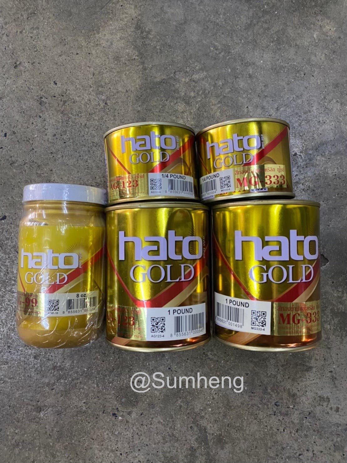 สีทอง HATO ฮาโต้ สีน้ำมันอะคริลิคAG123 และ MG333 ขนาด 1/4ปอนด์ ...