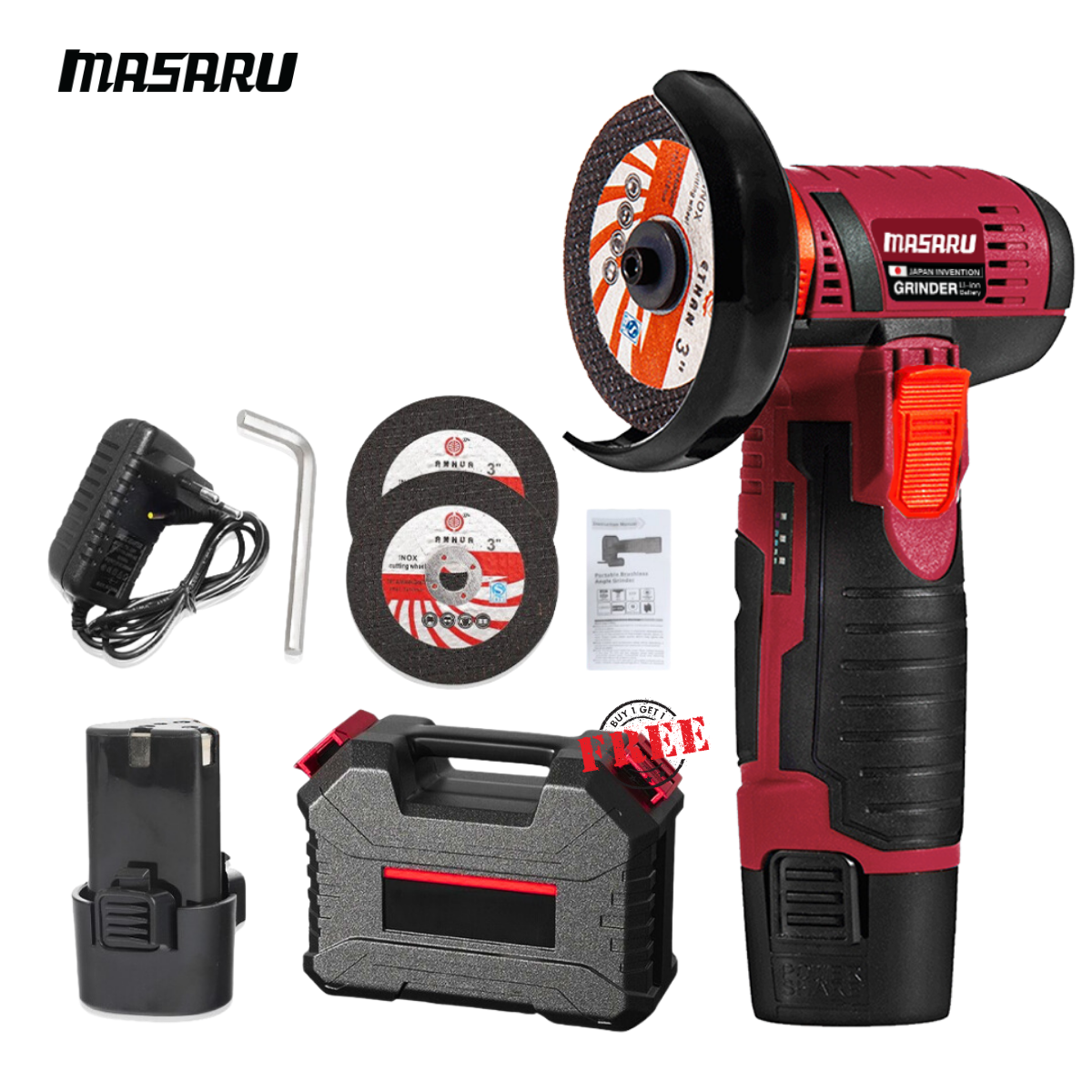 MASARU เครื่องเจียร ไฟฟ้าไร้สาย เครื่องเจียรแบตเตอรี่ 48V ลูกหมูไร้สาย 550W หินเจียร์ ขนาดเล็ก ...