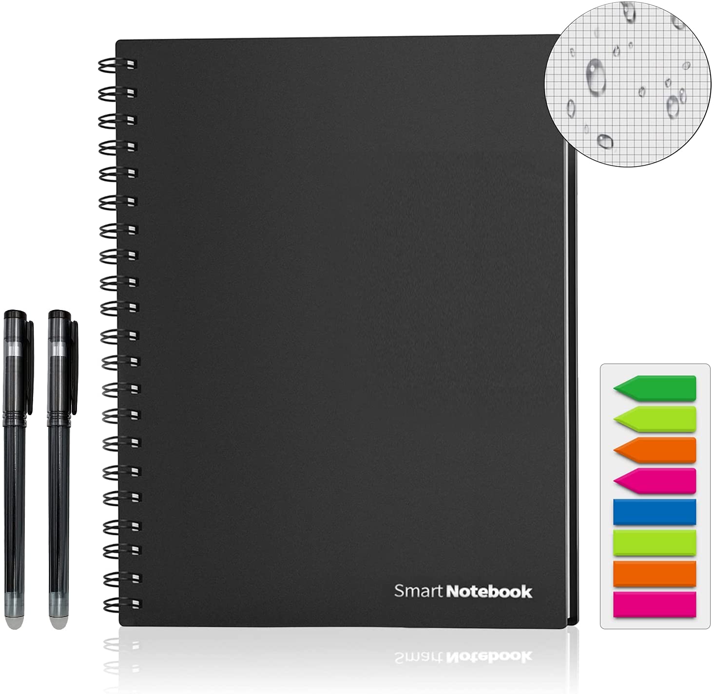 A4 Blank page Erasable Reusable Smart Writing Notebook Black Waterproof ...