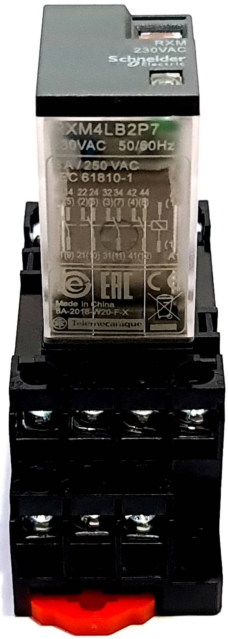 (Lot of 10) Schneider Electric RXM4LB2P7 Relay 230VAC 3A, 4-Contact with Socket RXZE1M4C 14-pins ...