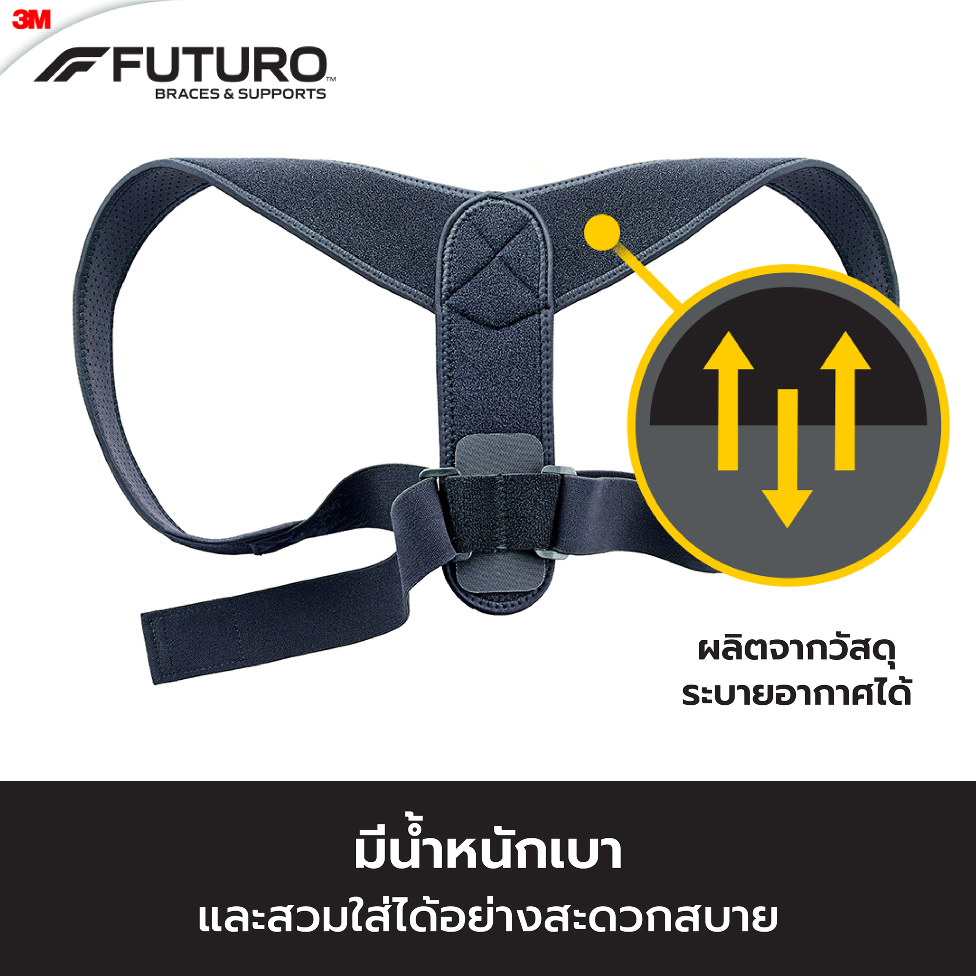 Futuro Posture Corrector Adjustable ฟูทูโร่ อุปกรณ์พยุงไหล่และหลัง - 3M ...
