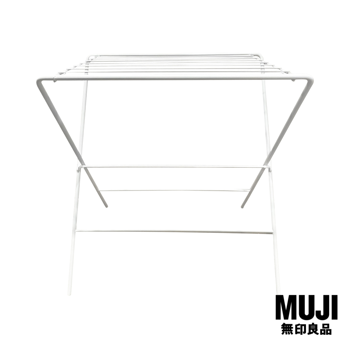 มูจิ ราวตากผ้าเหล็กพับได้ - MUJI Steel Drying Rack (W87.5 x D52.5 x H90 ...