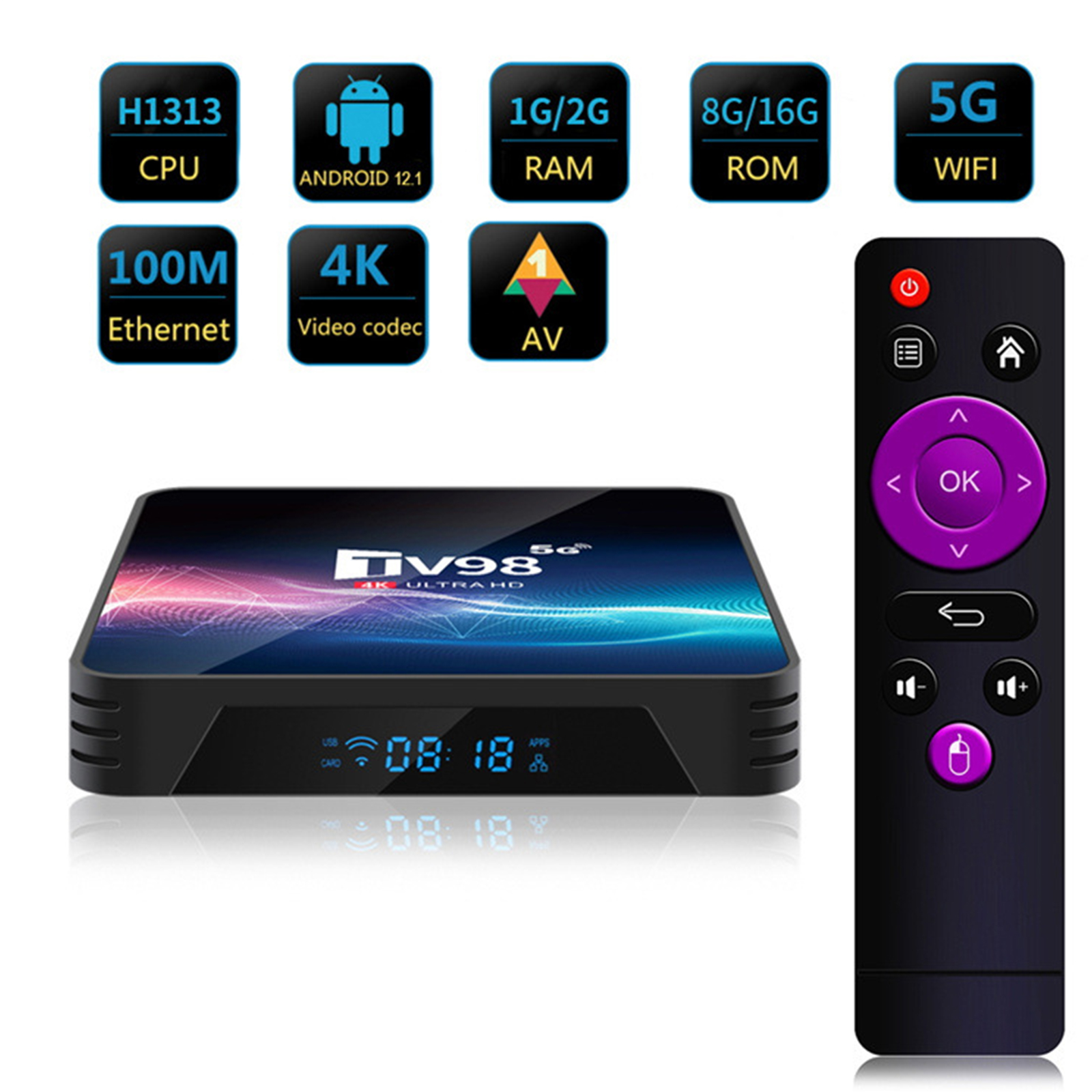 สมาร์ททีวีกล่อง Android 12.1 TV Box 8GB128GB Amlogic S905X4 2.4G 5G Dual wifi Wifi Wifi Wifi ...
