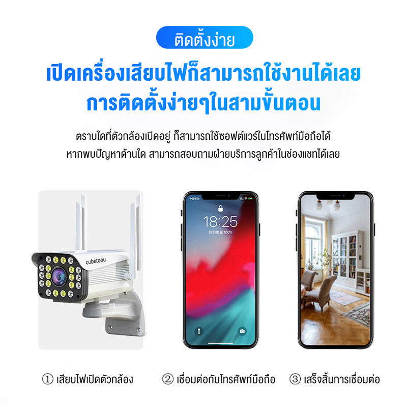 กล้องวงจรปิด คืนวิสัยทัศน์ Wifi Ip Camera 5ล้านพิกเซล กลางแจ้ง กันน้ำ