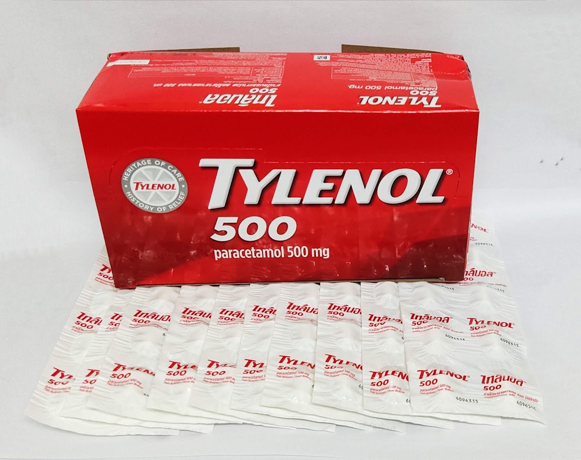 TYLENOL 500 mg.ไทลินอล พาราเซตามอล ยาแก้ปวด ลดไข้ แบบแผง 10 เม็ด/ แผง ...