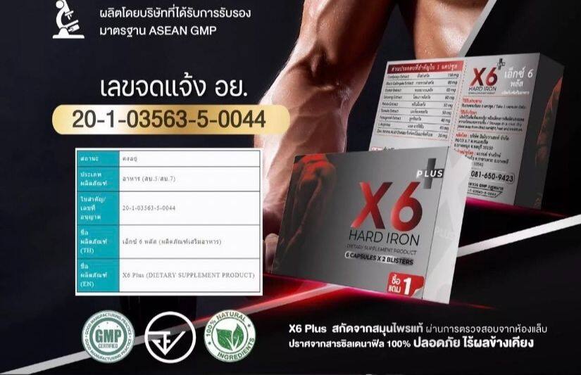 ของแท้ 100 X6 Plus Hard Iron อาหารเสริมท่านชาย เอ็กซ์ 6 พลัสฮาร์ดไอรอน ผลิตภัณฑ์อาหารเสริม ...