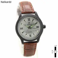 DEBOR Watch นาฬิกาข้อมือสุภาพสตรีและเด็ก สายหนังนำ้ตาล หน้าปัดสีเงิน ...